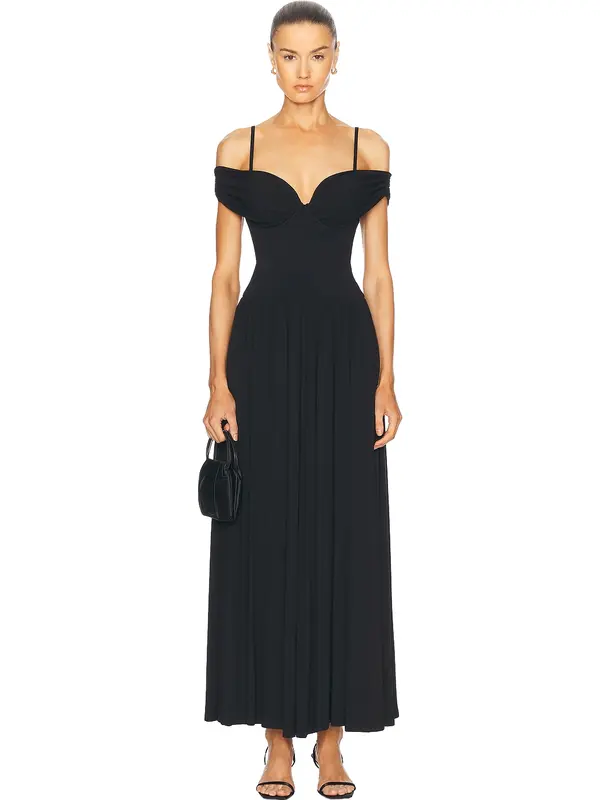 Simkhai Amarantha Off Shoulder Dress - Black