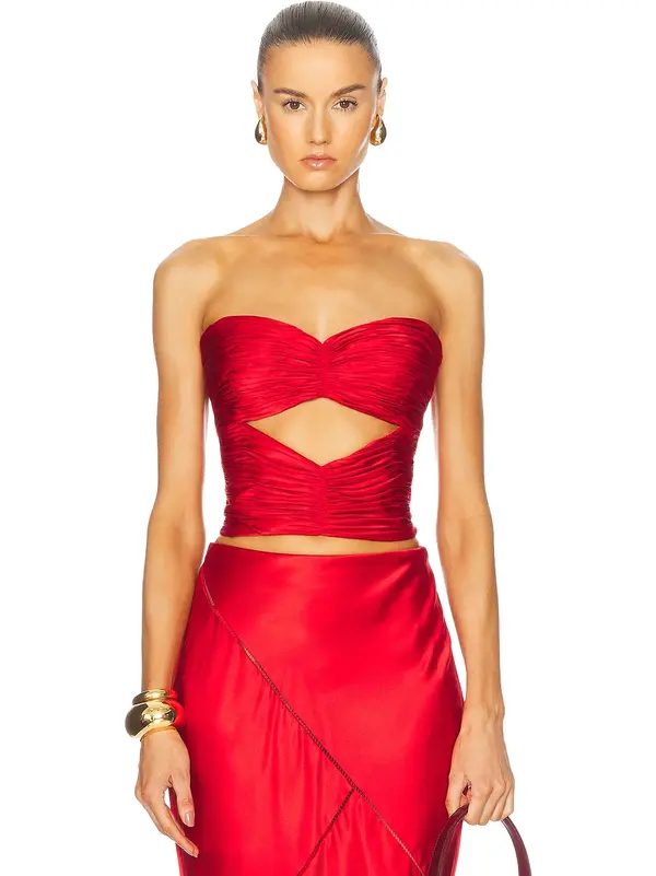 Alejandra Alonso Rojas Cut Out Bustier Top - Red