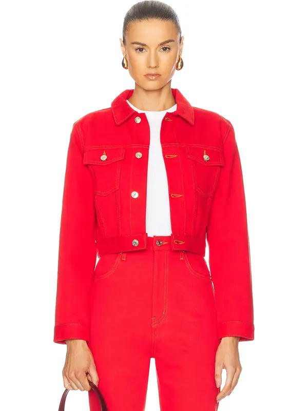 FRAME X Carolina Herrera Tailored Denim Jacket - Herrera Red