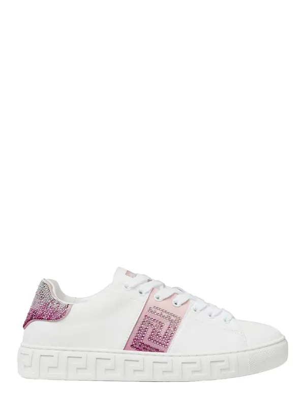 Versace Greca Crystal-embellished Sneakers - White