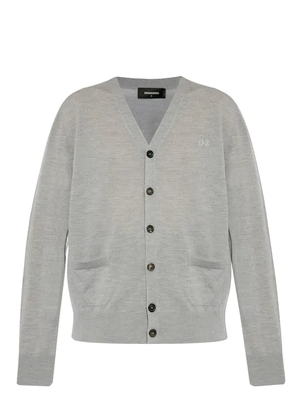Dsquared2 Logo-embroidered Cardigan - Grey