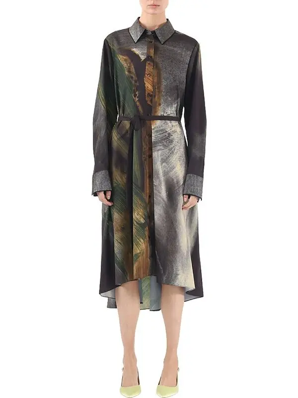 JASON WU Printed Shirt Dress - Black Multi