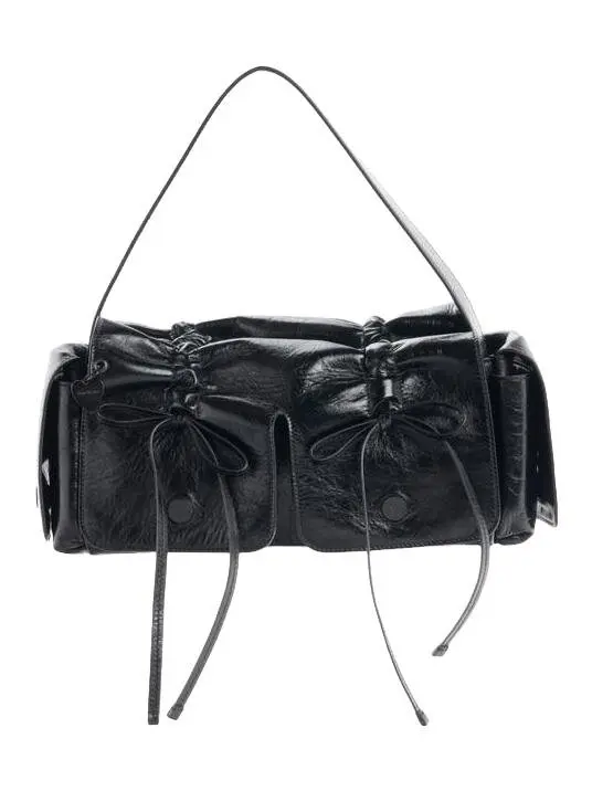 Acne Studios Micro Multipocket Crinkled Leather Baguette - Black