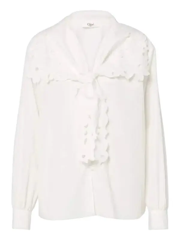 Chloé Broderie Anglaise Cotton Poplin Blouse - White