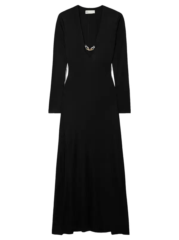 Tory Burch Jessa Embellished Satin-jersey Maxi Dress - Black