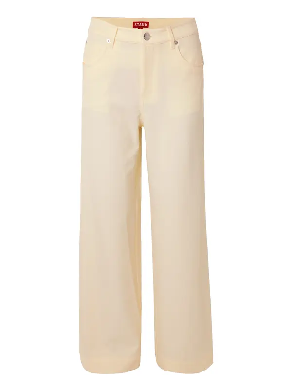 Staud Grayson Twill Wide-leg Trousers - Ecru