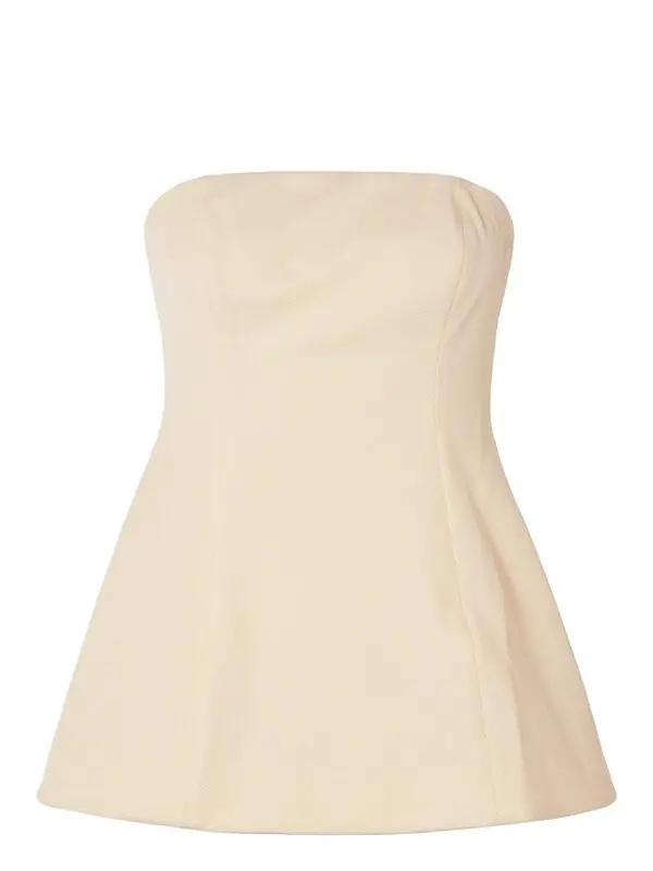 Staud Silvia Strapless Peplum Top - Neutrals