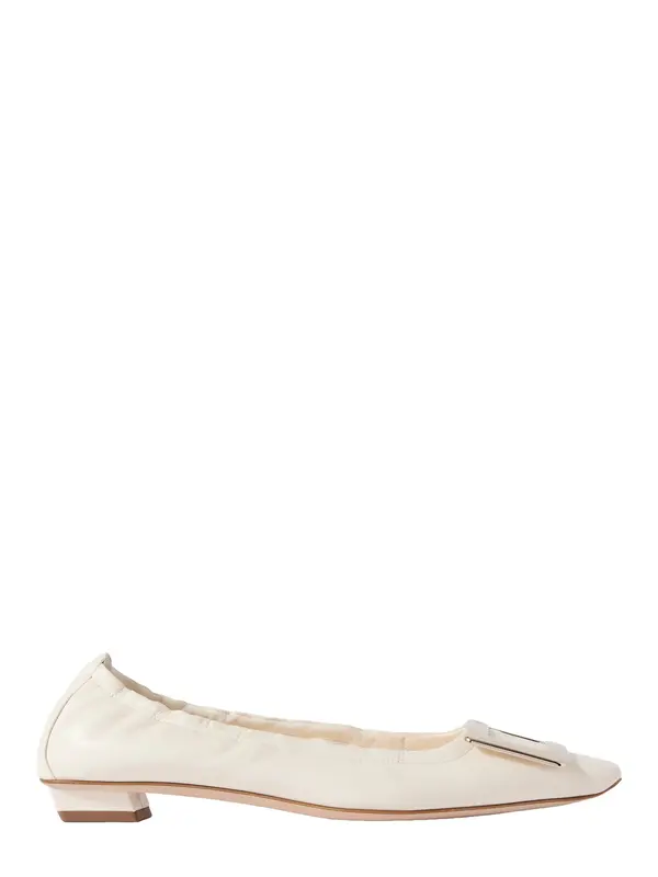 ROGER VIVIER Belle Vivier Embellished Ballet Flats - Ivory