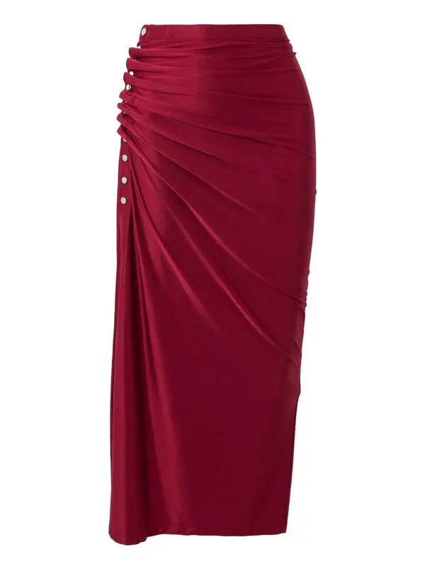 Rabanne Gathered Midi Skirt - Red