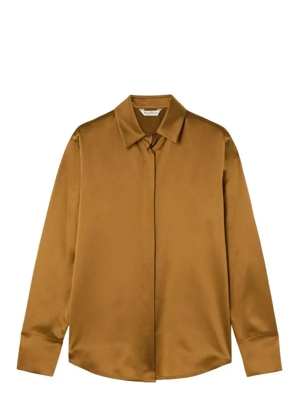 Max Mara Mazurca Silk-satin Shirt - Brown