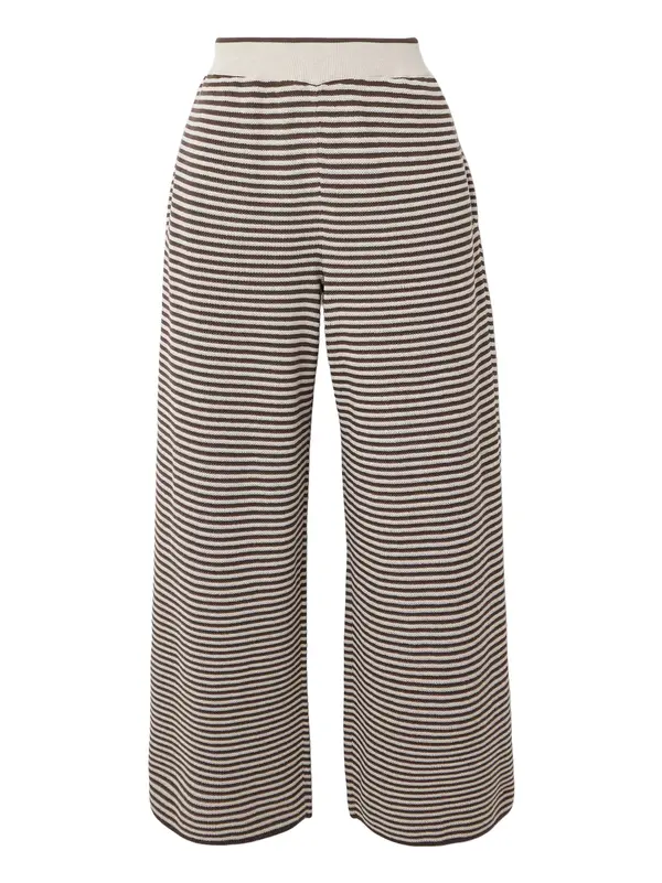 Brunello Cucinelli Striped Knitted Wide-leg Pants - Brown
