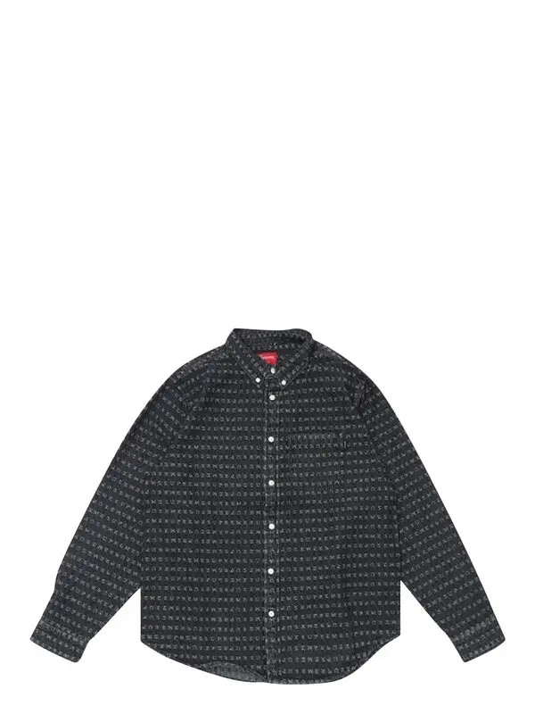 Supreme Jacquard Logos Denim Shirt - Black