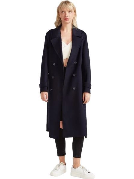 BELLE & BLOOM Front Runner Belted Coat - Navy