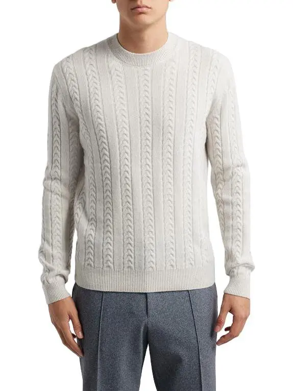 Hugo Boss Boss Ermisto Virgin Wool And Cashmere Cable Knit Sweater - Natural