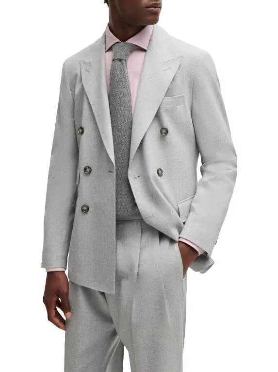 Hugo Boss Heston Plaid Virgin Wool Suit - Open Grey