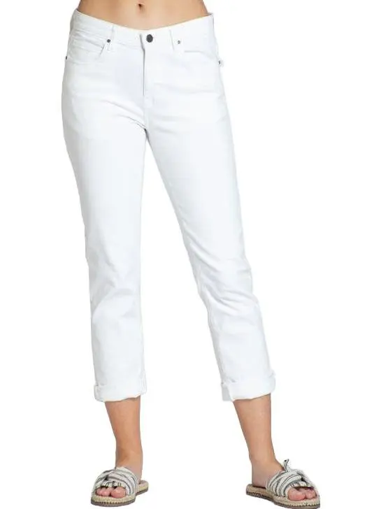 APNY Roll Cuff Crop Girlfriend Jeans - White