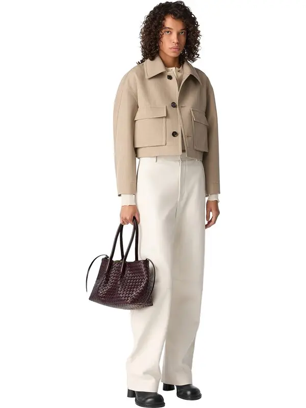 Bottega Veneta Intrecciato Silky Calfskin Reversible Tote - Dark Barolo/pickle