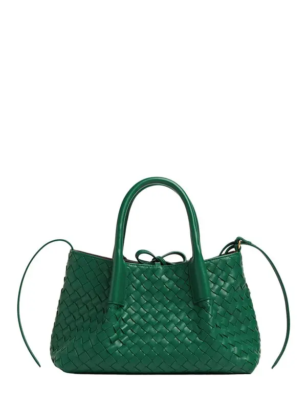 BOTTEGA  VENETA Intrecciato Silky Calfskin Tote Bag - Jungle/fondant