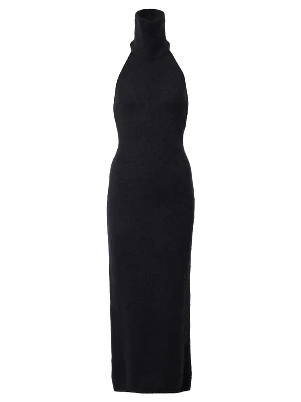 Magda Butrym Halterneck Mohair-blend Maxi Dress - Black