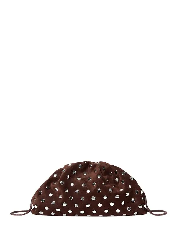 LOEFFLER RANDALL Bailey Studded Leather Clutch Bag - Brown