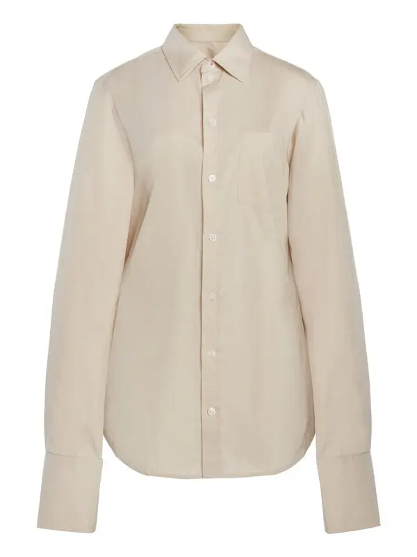 Victoria Beckham Tab-detailed Cotton Shirt - Taupe