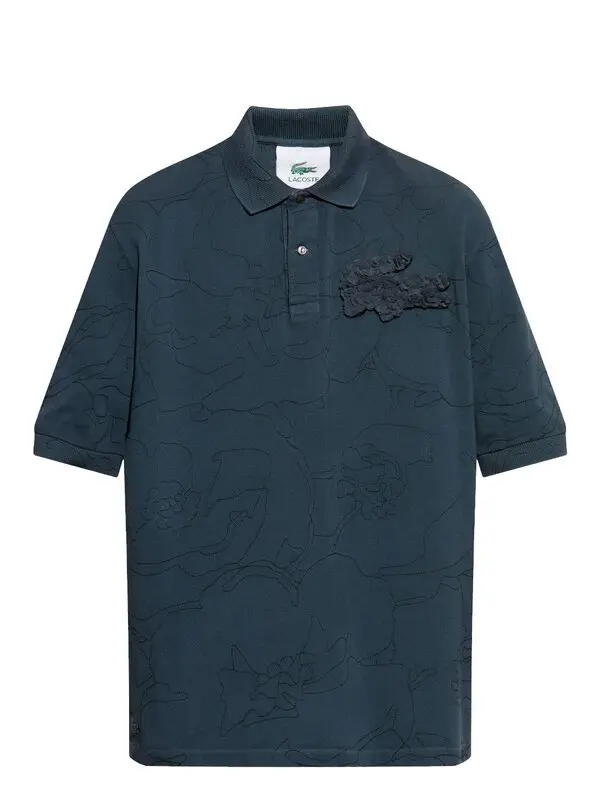 Lacoste Crocodile-appliqué Polo Shirt - Blue