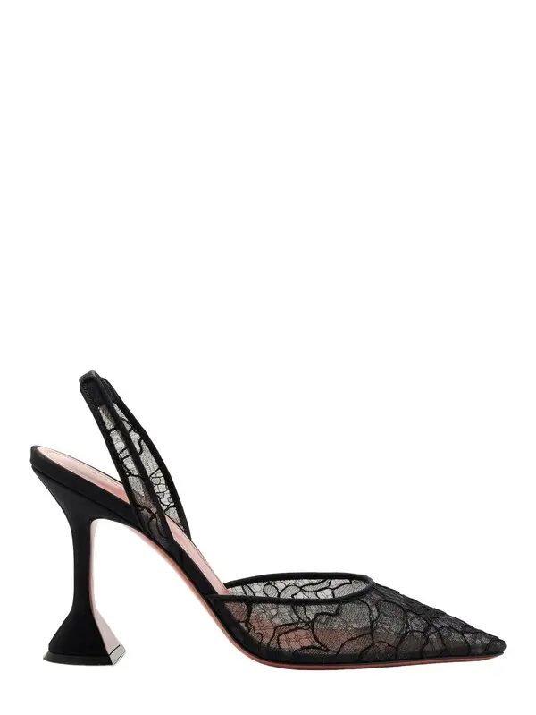 Amina Muaddi Holli Lace Slingback Pumps - Black