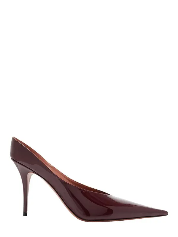 Amina Muaddi Anok Patent Leather Mules - Burgundy