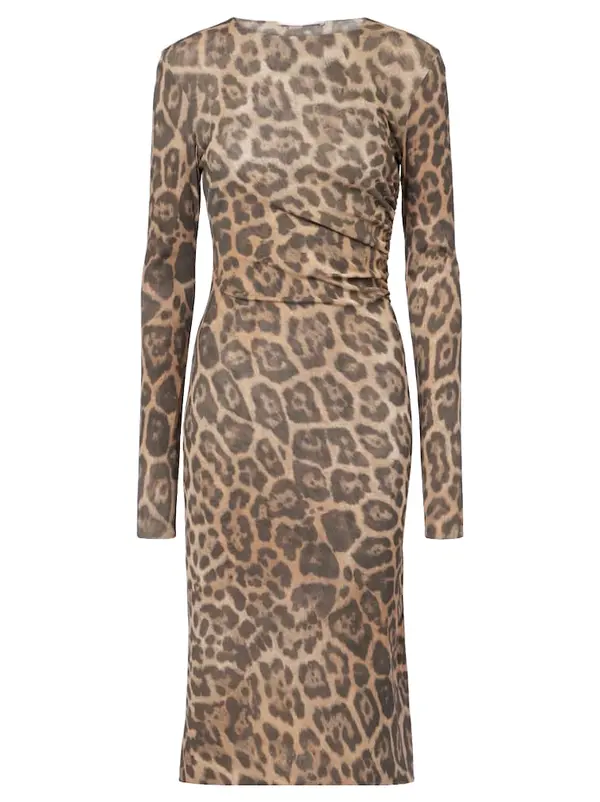 Stella McCartney Leopard-print Midi Dress - Multicoloured