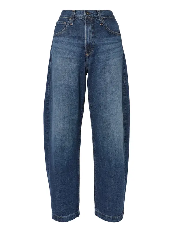 Ag High-rise Barrel-leg Jeans - Blue