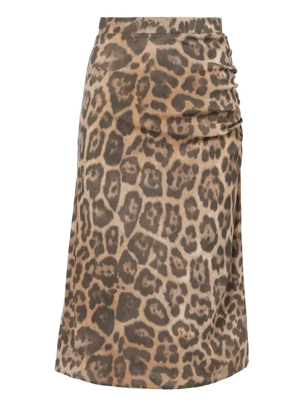 Stella McCartney Leopard-printed Ruched Midi Skirt - Multicoloured
