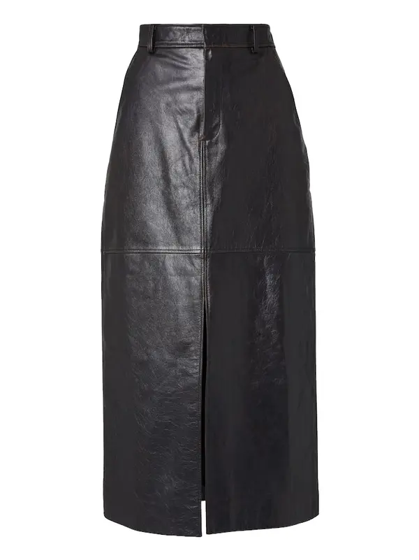 SELF-PORTRAIT Leather Pencil Skirt - Black