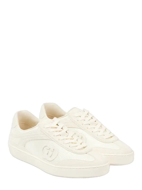 Gucci G74 Suede-trimmed Sneakers - White