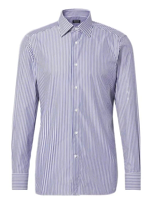 Zegna Striped Cotton Shirt - Blue