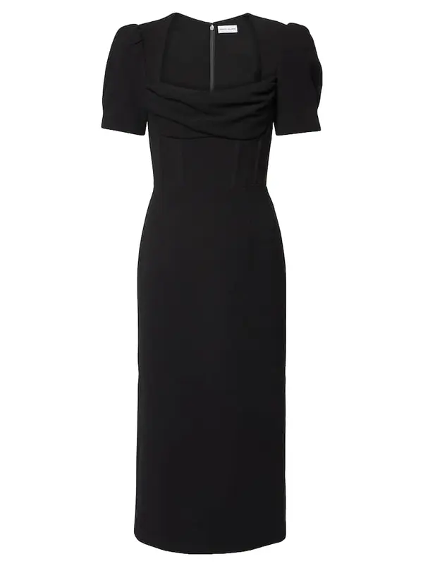 Rebecca Vallance Elora Balloon-sleeve Midi Dress - Black