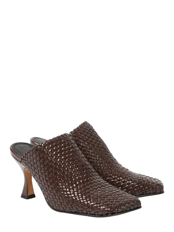 SOULIERS MARTINEZ Jacinta Woven Leather Mules - Brown