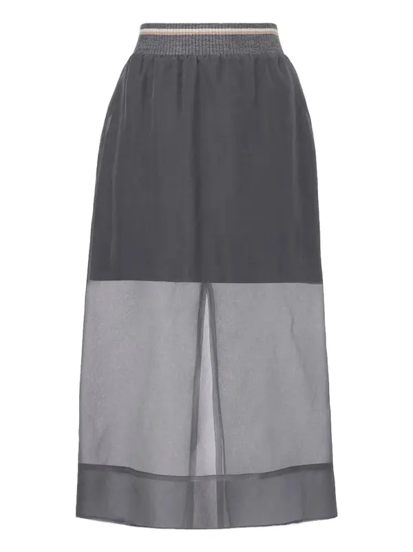 Brunello Cucinelli Sheer Silk Midi Skirt - Grey