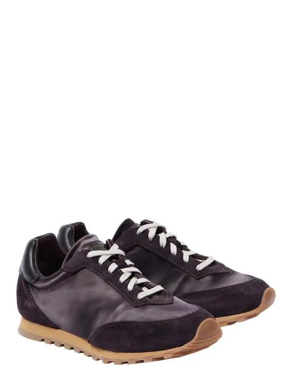 Le Monde Beryl Slim Runner Satin Sneakers - Brown