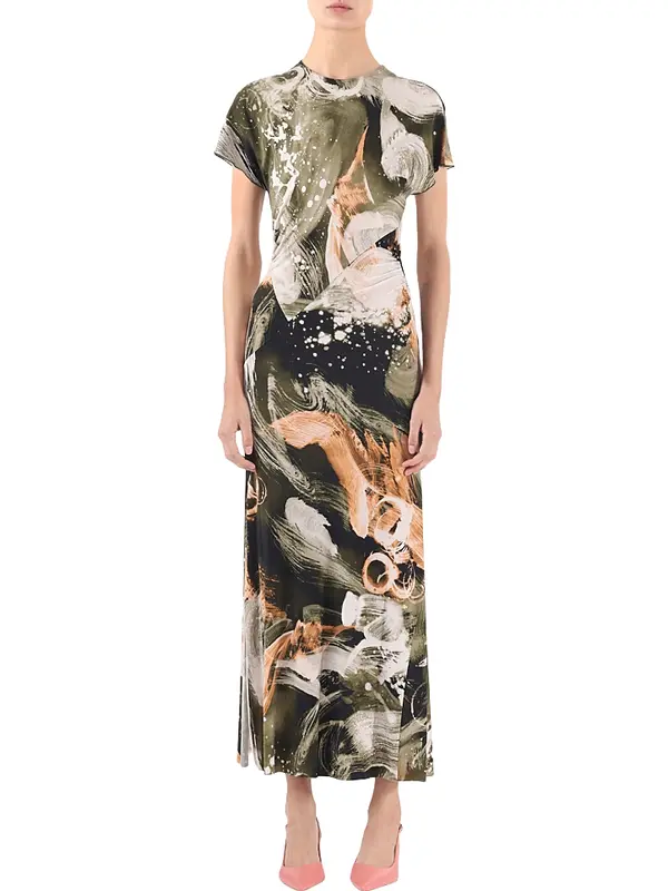 JASON WU Brushstroke Printed Maxi Dress - Olive