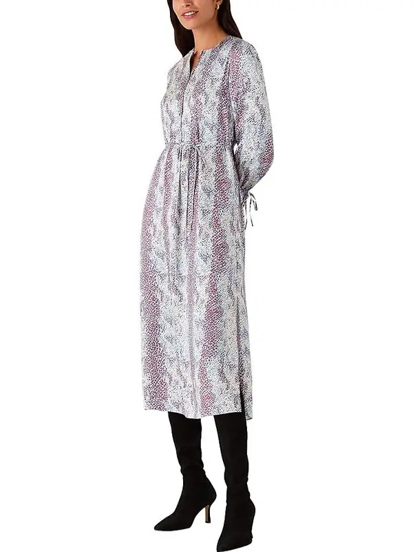 Whistles Mottled Snake Print Midi Dress - Multicolor