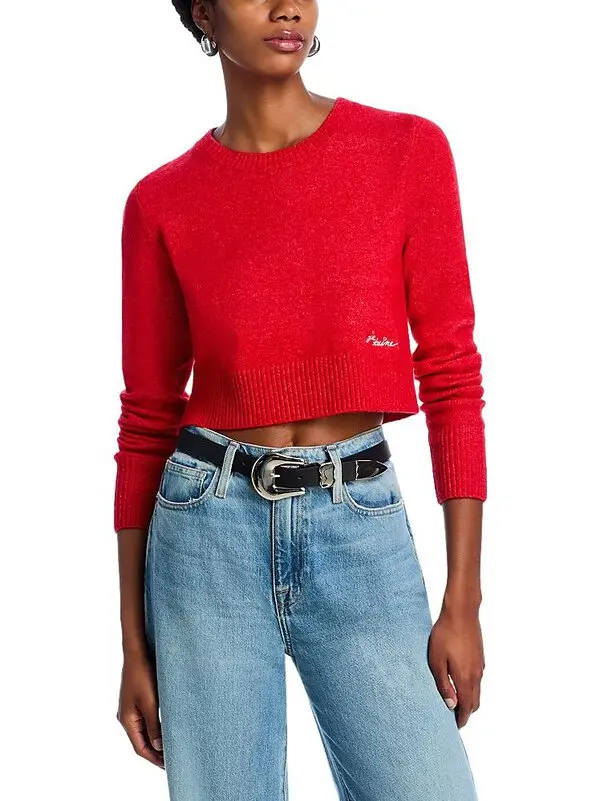 Cinq À Sept Cropped Crewneck Sweater - Candy Apple