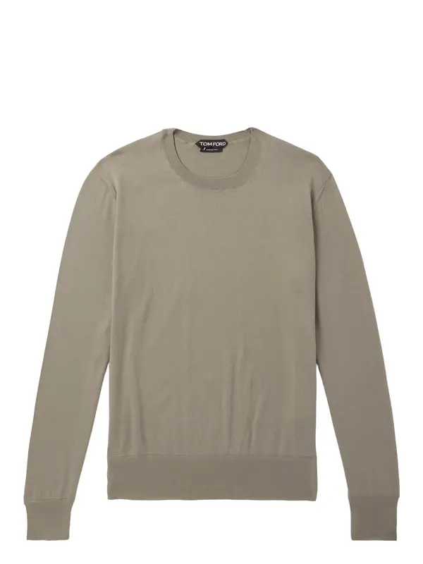 TOM FORD Crew Neck Cotton Sweater - Neutrals