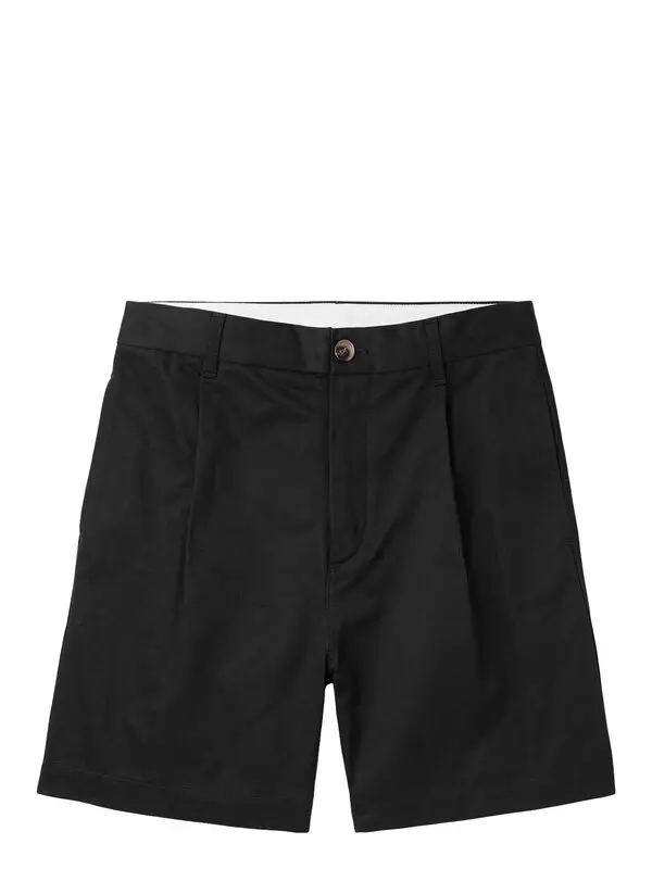 Marni Wide-leg Pleated Cotton-gabardine Shorts - Black