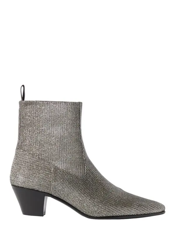 Celine Metallic Ribbed-knit Chelsea Boots - Silver