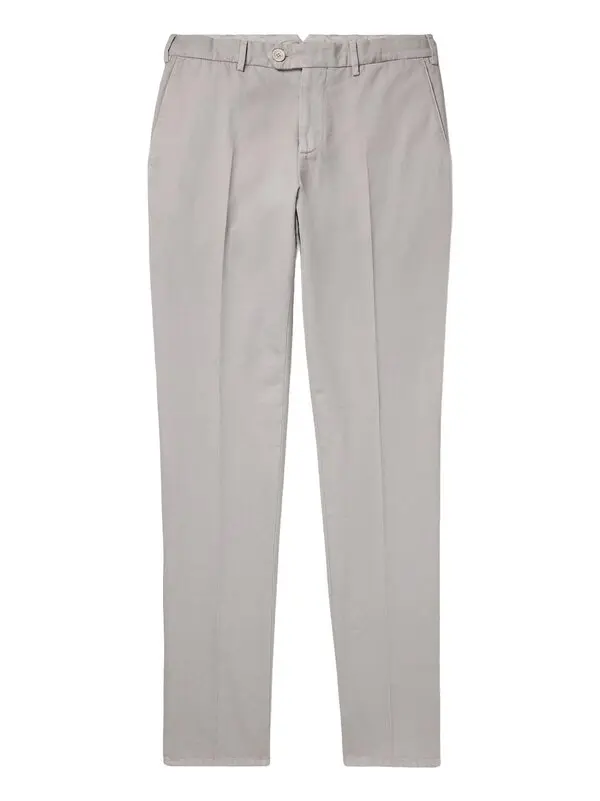 Brunello Cucinelli Slim-fit Straight-leg Cotton-twill Chinos - Gray