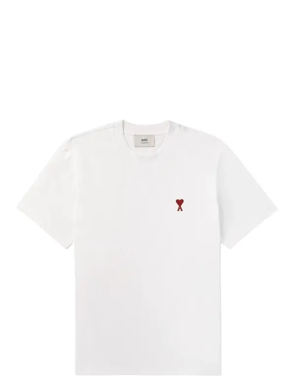 Ami Logo-embroidered Stretch Organic Cotton-jersey T-shirt - White