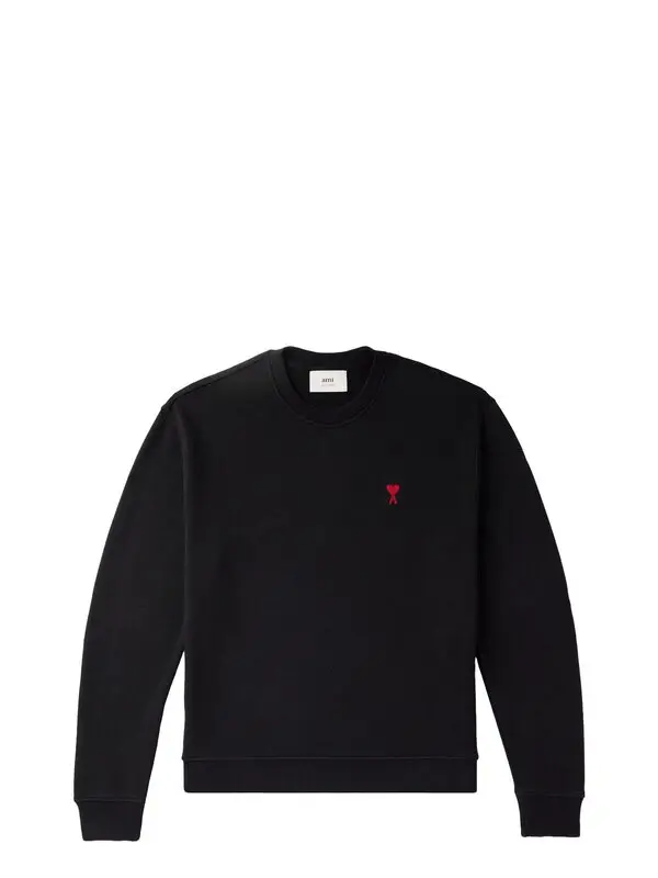 Ami De Coeur Logo-embroidered Cotton-blend Sweatshirt - Black