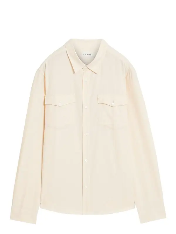 FRAME Cotton And Merino Woolblend Twill Shirt - Cream