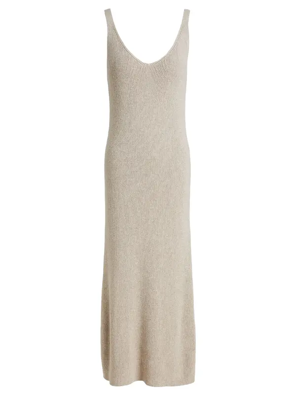 ALEX MILL Ribbed-knit Midi Dress - Beige