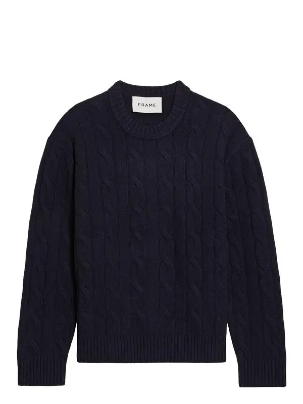 FRAME Cable-knit Cashmere Sweater - Navy